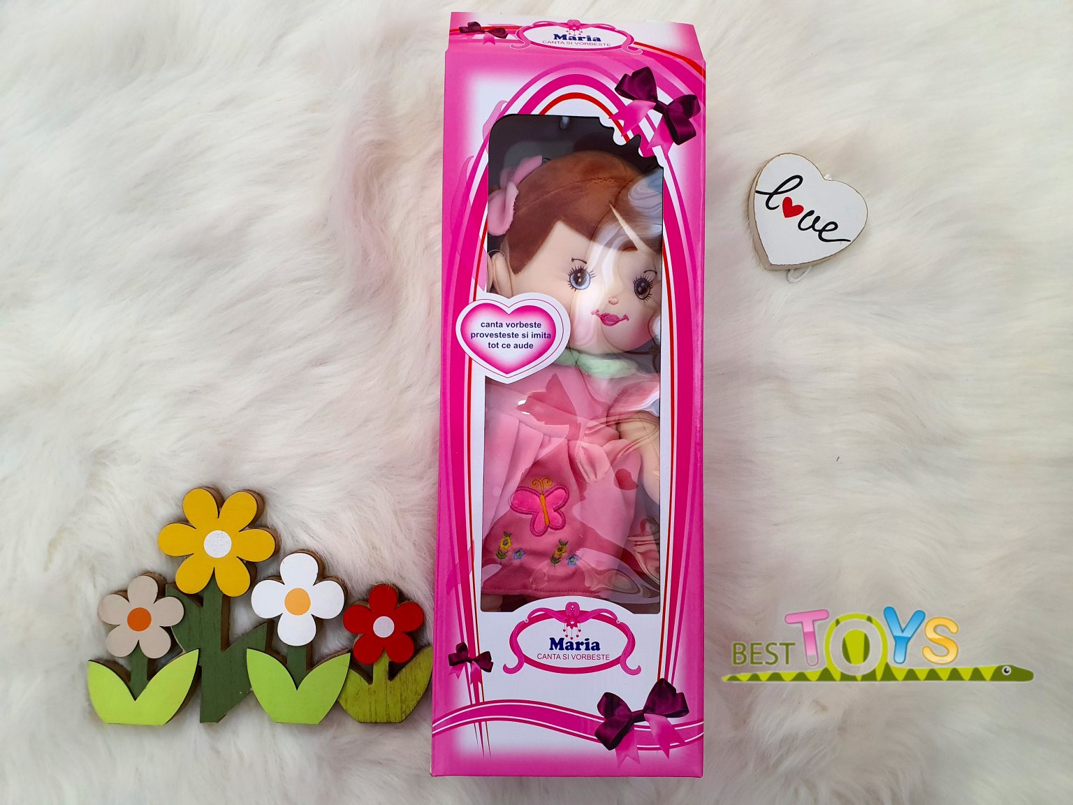 Papusa Maria personalizata Canta, Repeta si Vorbeste in Romana - Roz