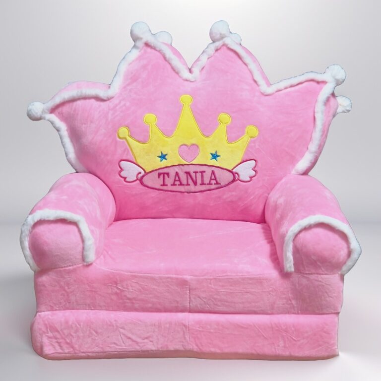 Fotoliu Din Plus Extensibil Pentru Copii Royal Roz Personalizat - Best Toys